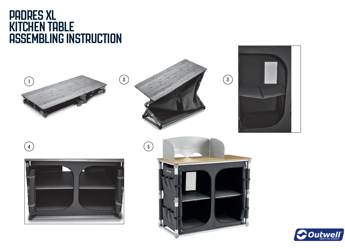 Outwell Padres XL Küchentisch mit Bambusplatte